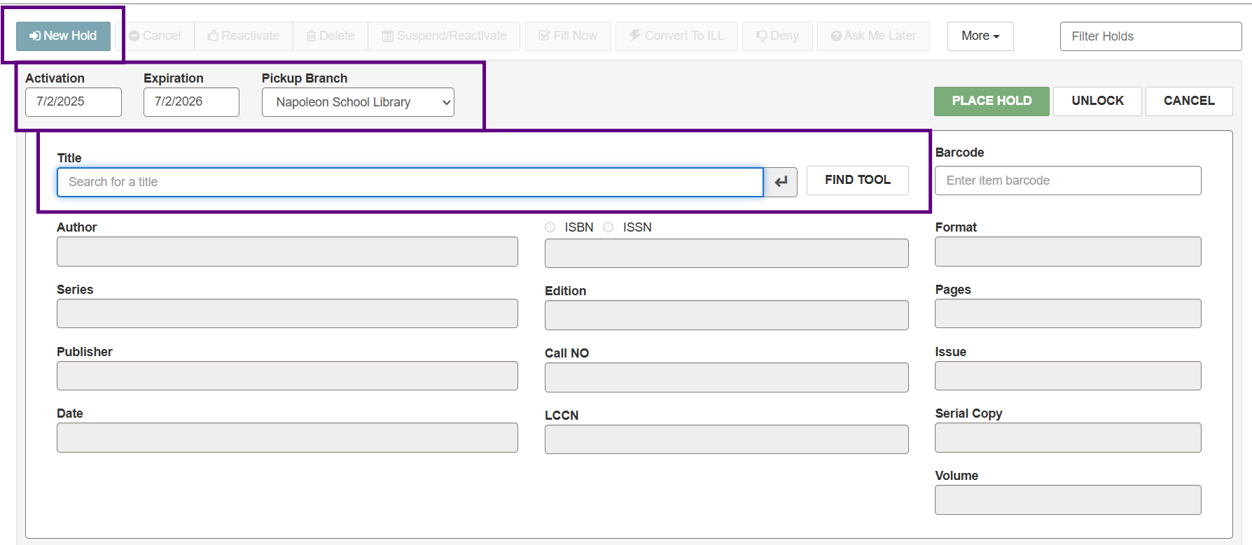 Requesting Holds in Leap & the PAC | ODIN
